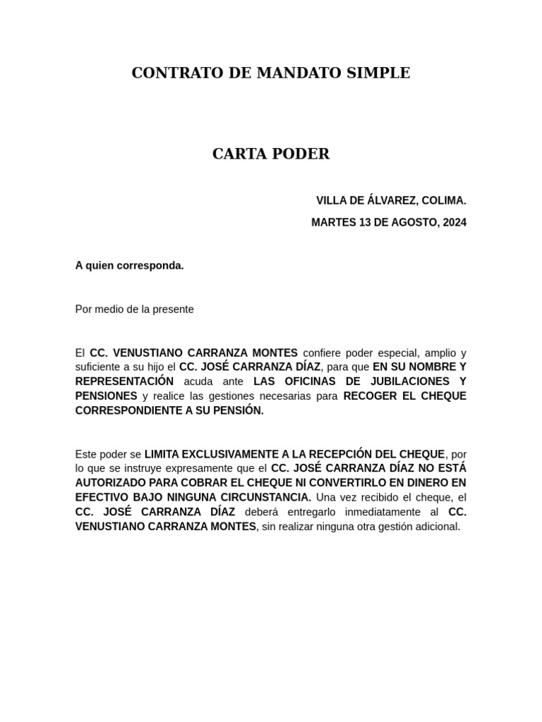 Contrato de Mandato Simple | PDF | Abogado | Justicia