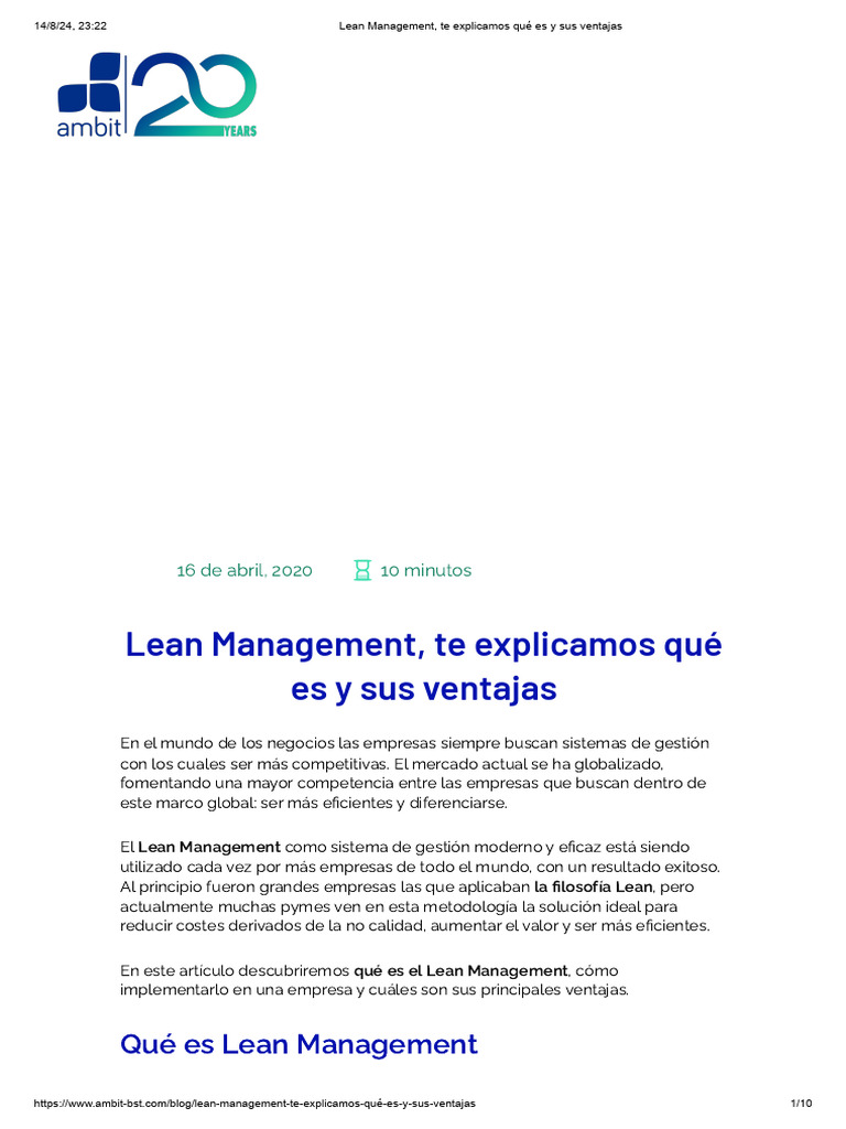 Lean Management, Te Explicamos Qué Es y Sus Ventajas | PDF | Lean ...