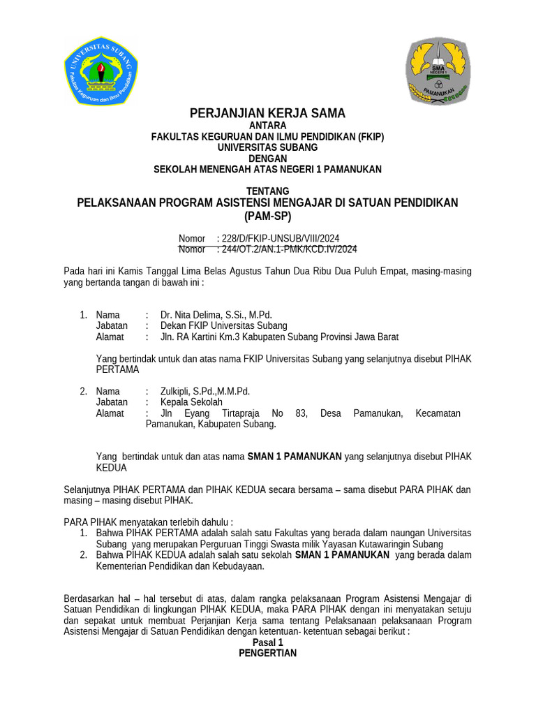 Contoh MoU PPL AM 2024 | PDF