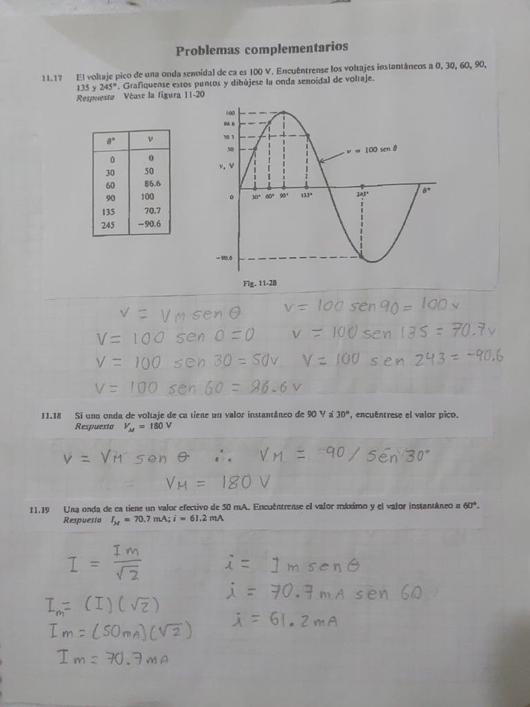 Problemas Complementarios Ruíz Ayala Adair Circuitos Eléctricos 3MM2 | PDF | Fase (ondas ...