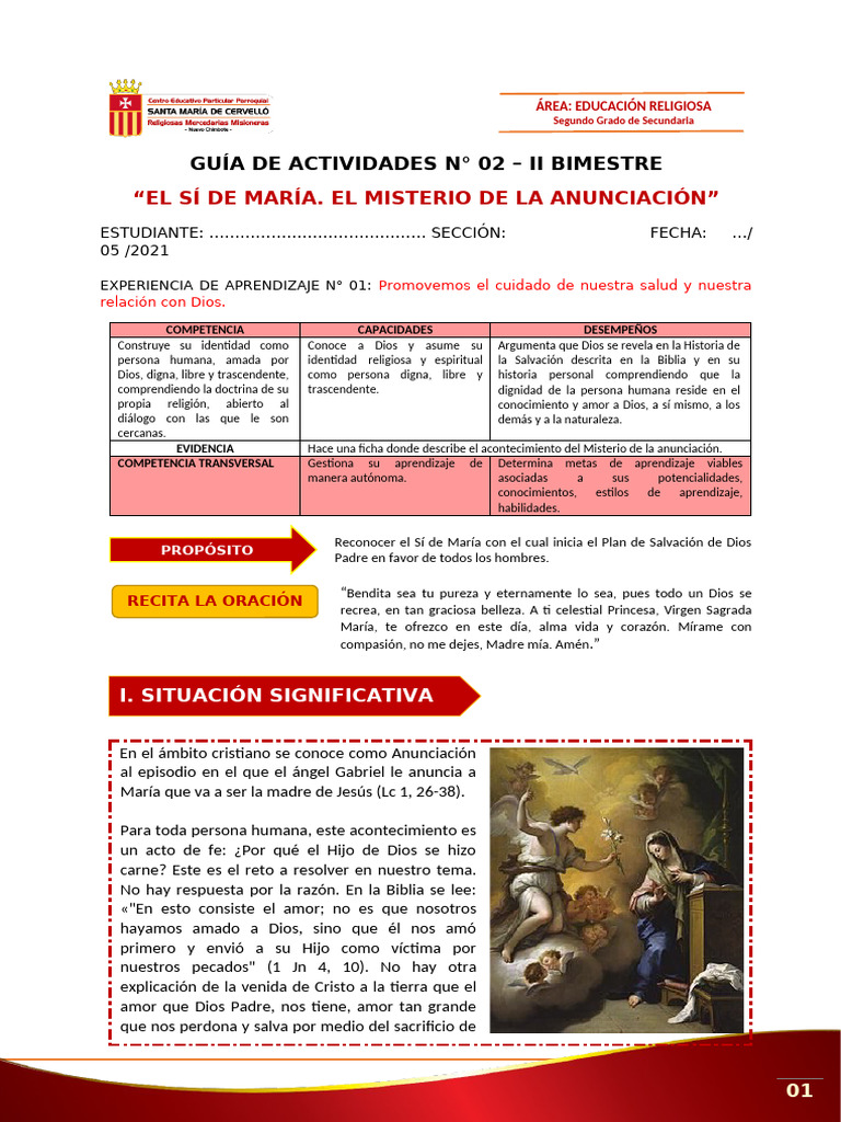 2021 - Guia de Aprendizaje #02 - Bimestre Ii - Segundo Grado de Secundaria | PDF | María, madre ...
