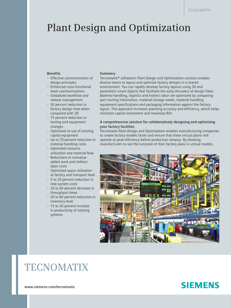 Tecnomatix For Plant Design and Optimization | PDF | Simulation | Logistics