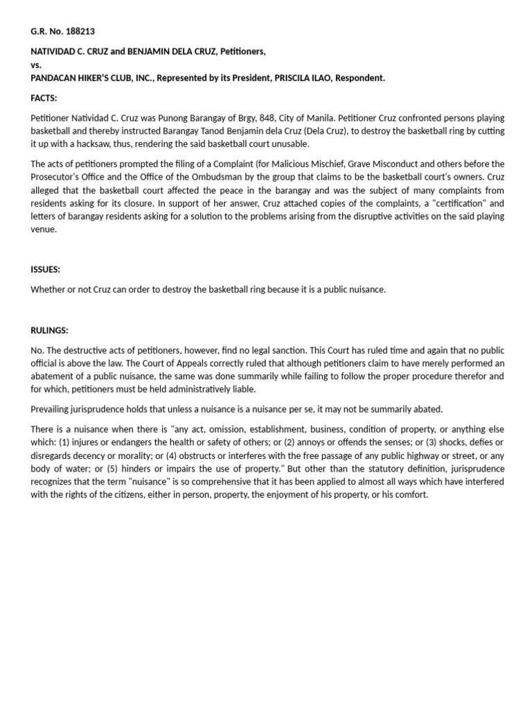 Cruz VS Pandacan Hikers (Police Power) DFGDFG | PDF | Social Science