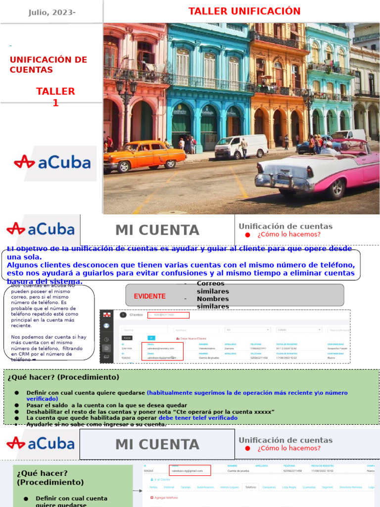 Taller 1 - Unificacion de Cuentas ACUBA. | PDF