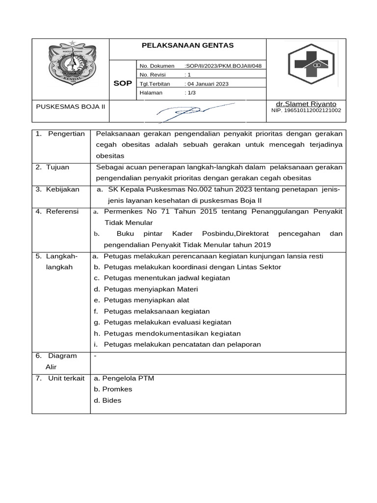 Sop Gentas Benar | PDF