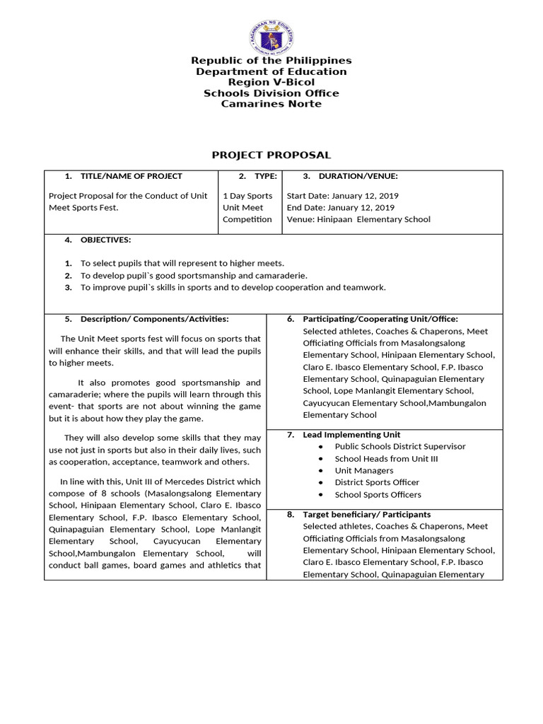 Unit Meet Sports Proposal | PDF | Sports