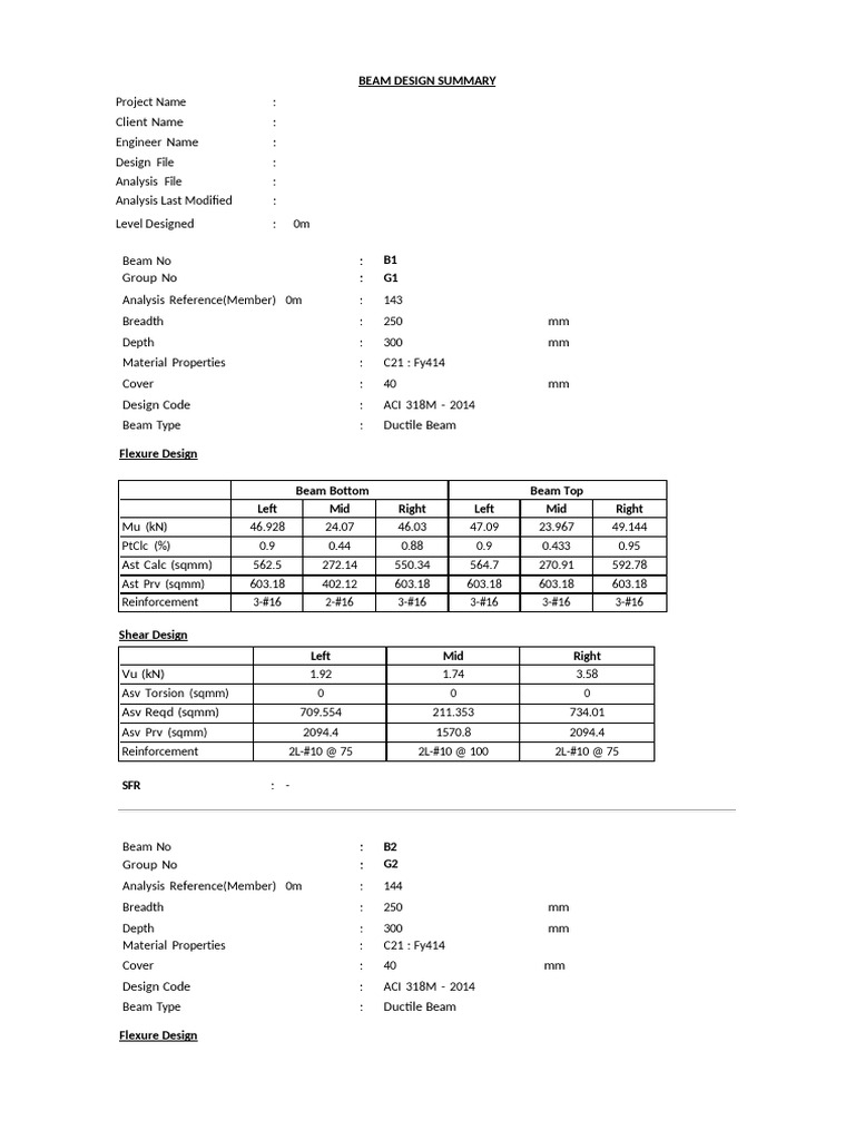 FTB DESIGN SUMMARY | PDF | Beam (Structure) | Bending