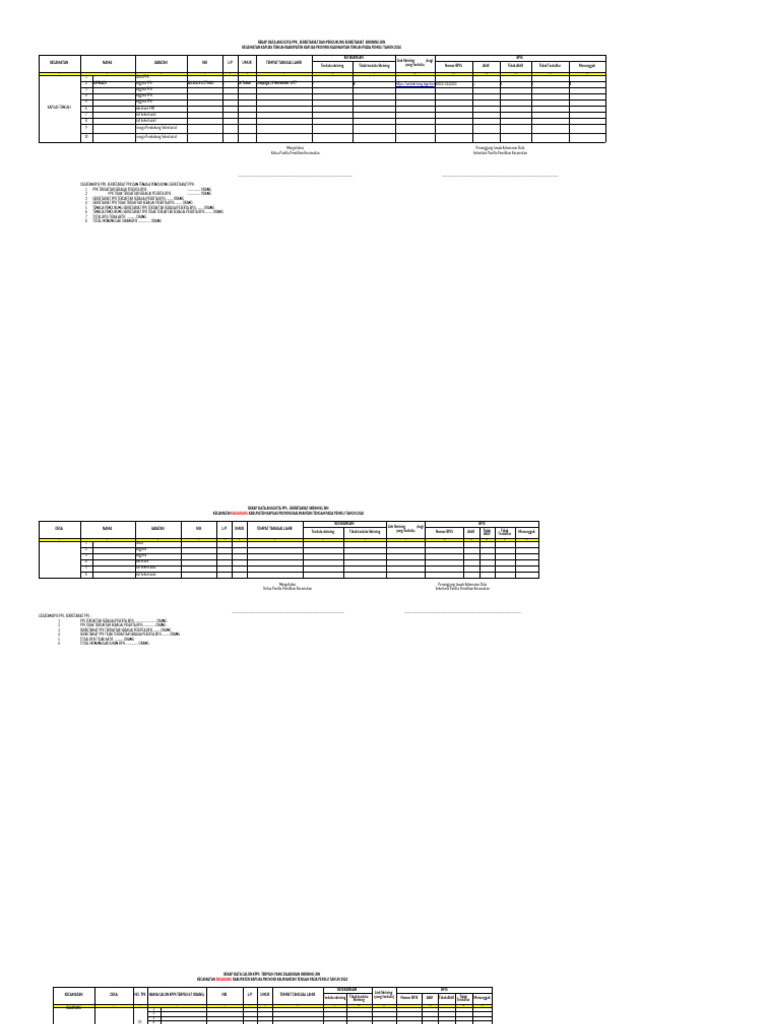 Template Laporan Rekap Skrining JKN Kecamatan Kapuas Tengah - Kapuas | PDF