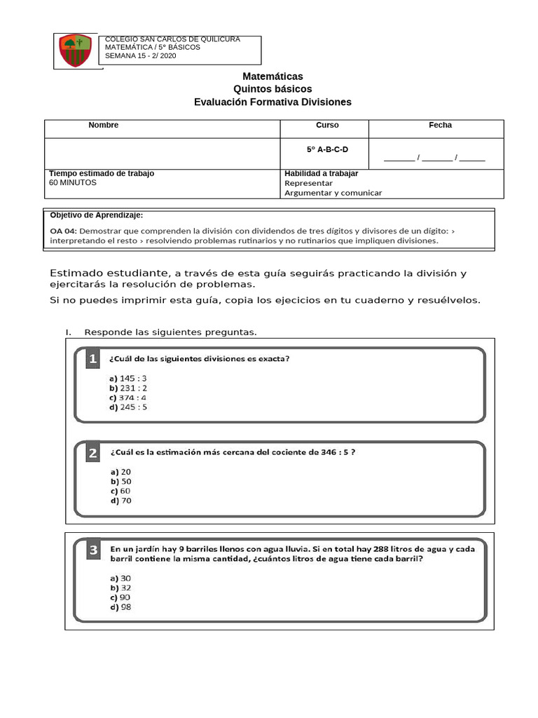 Divisions | PDF | Matemáticas