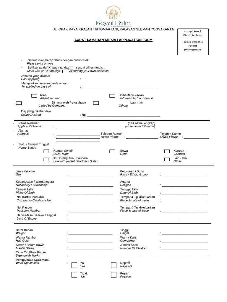 Royal Aplication Form Pdf