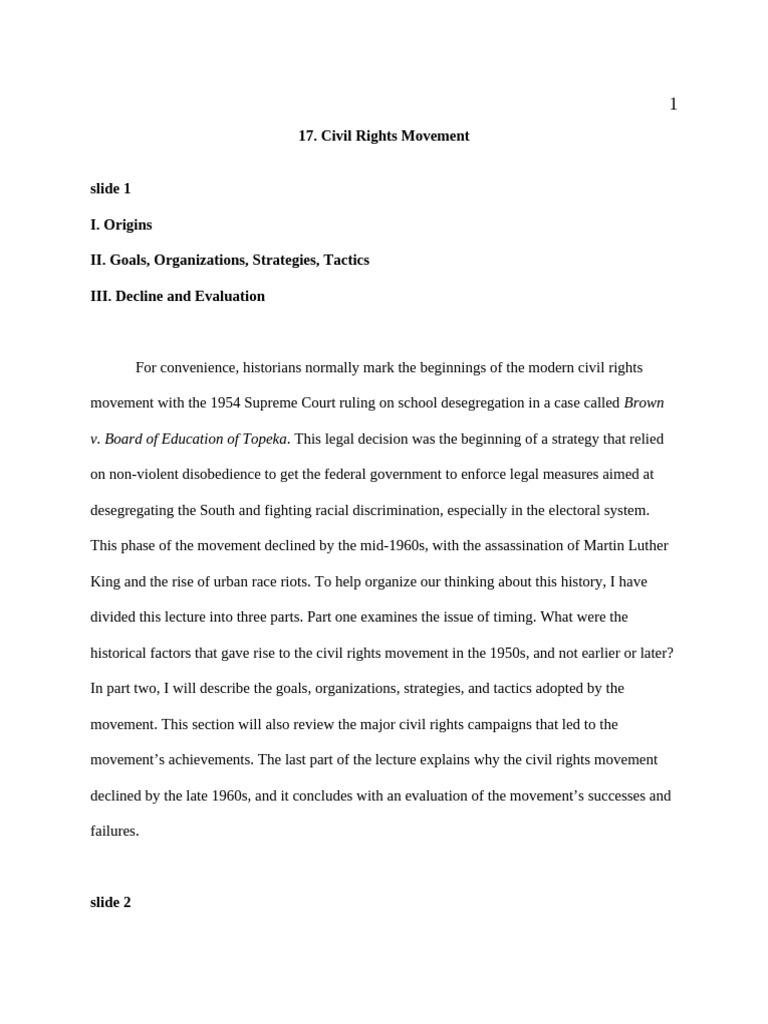 Civil Rights Movement: Origins and Tactics | PDF | Student Nonviolent ...