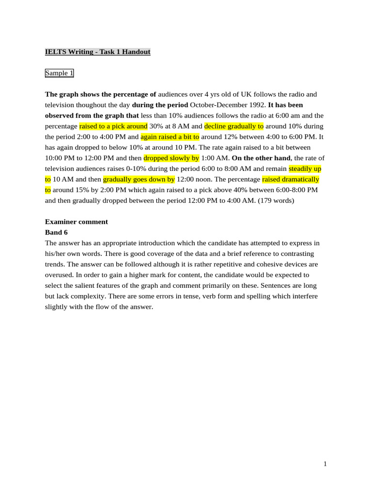 W - Task 1 Handout | PDF | Percentage | Human Communication