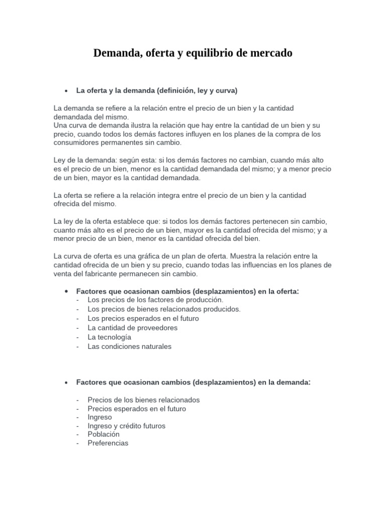 Demanda y Oferta | PDF | Oferta (economía) | Oferta y demanda