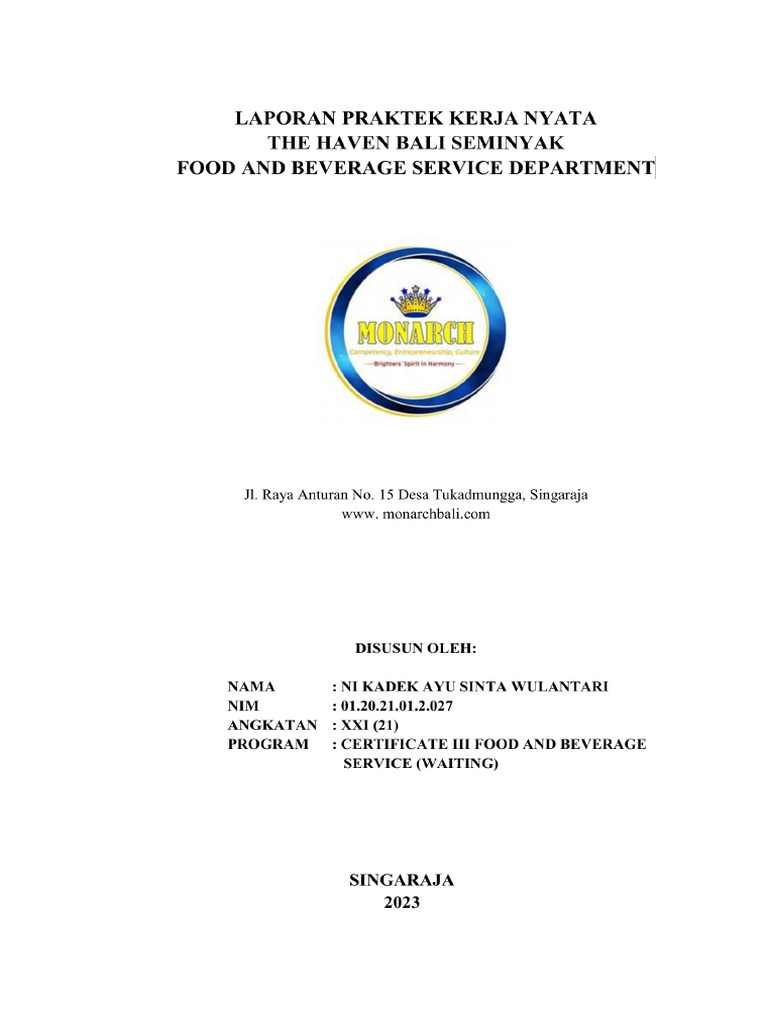 Contoh Laporan On The Job Training (Ojt) Fix | PDF