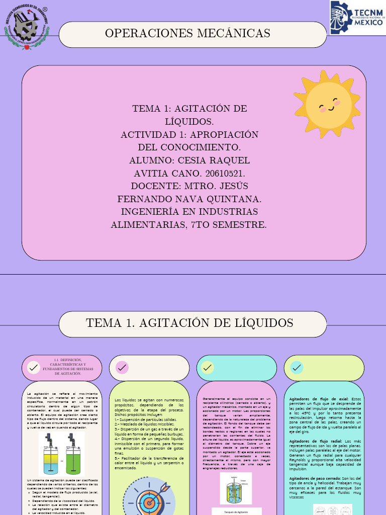 Actividad 1, Agitación. Operaciones Mecánicas | PDF | Física Aplicada e ...