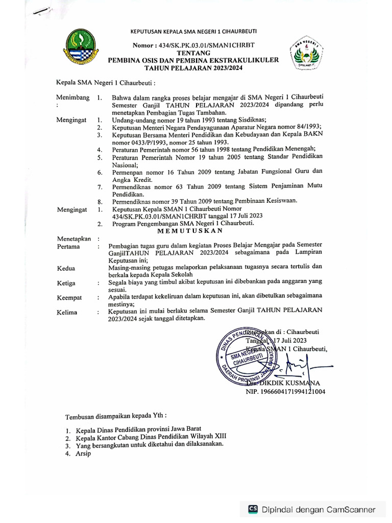 SK Ekskul 2023-2024 | PDF