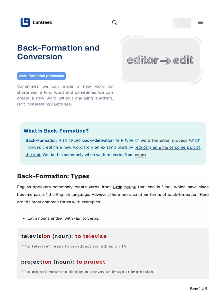 Back-Formation and Conversion | PDF | Word | Adjective