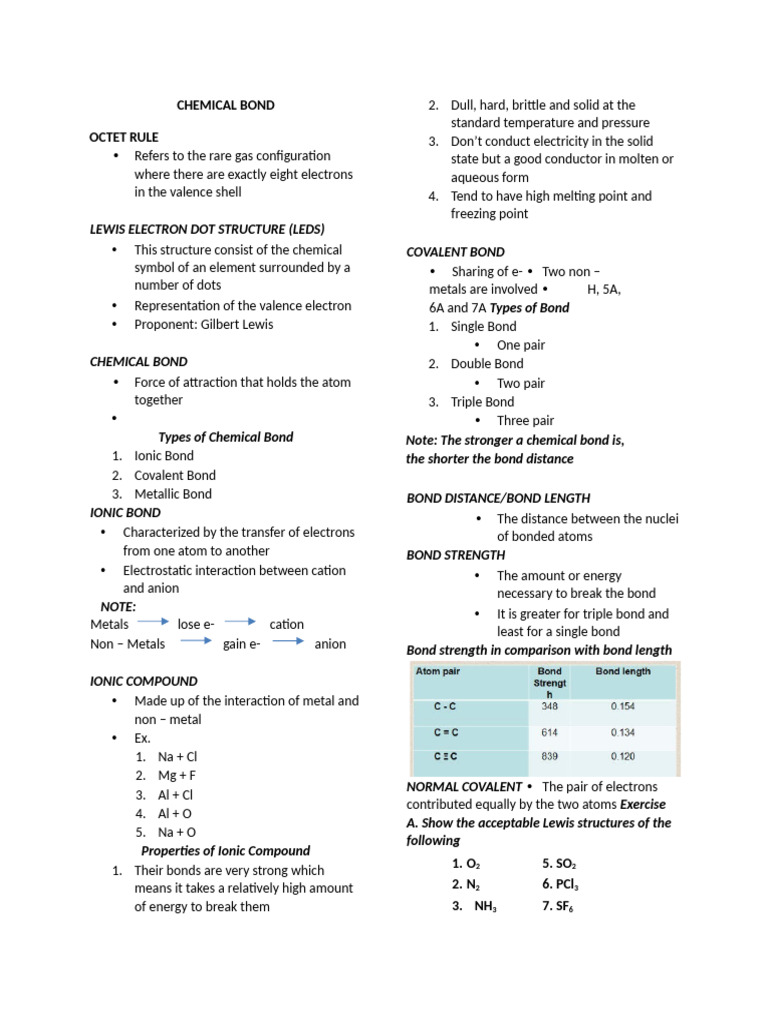 Q4 - Chemical Bond Notes | PDF | Chemical Bond | Chemical Polarity