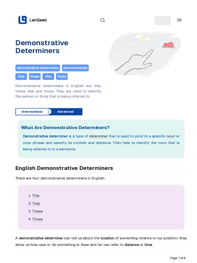 Demonstrative Determiners 1 | PDF | Grammatical Number | Pronoun
