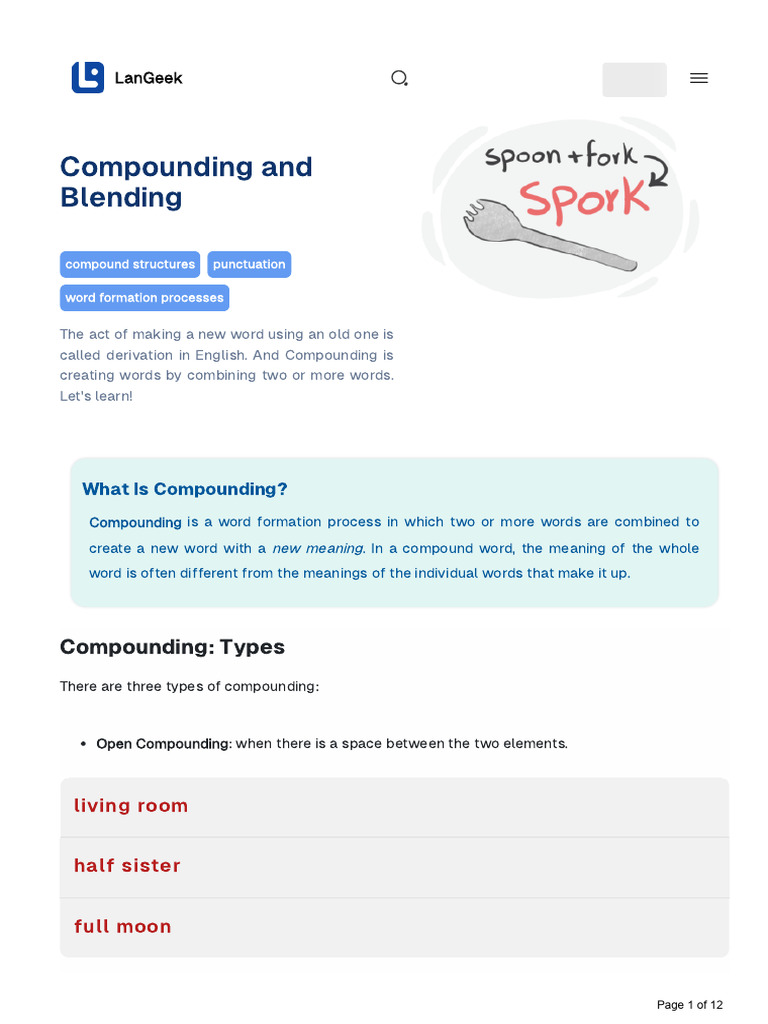 Compounding and Blending | PDF | Adjective | Word