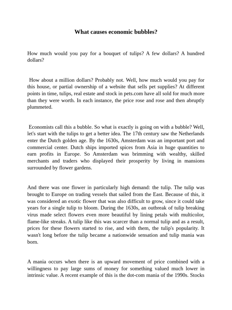 What Causes Economic Bubbles | PDF | Economic Bubble | Tulip