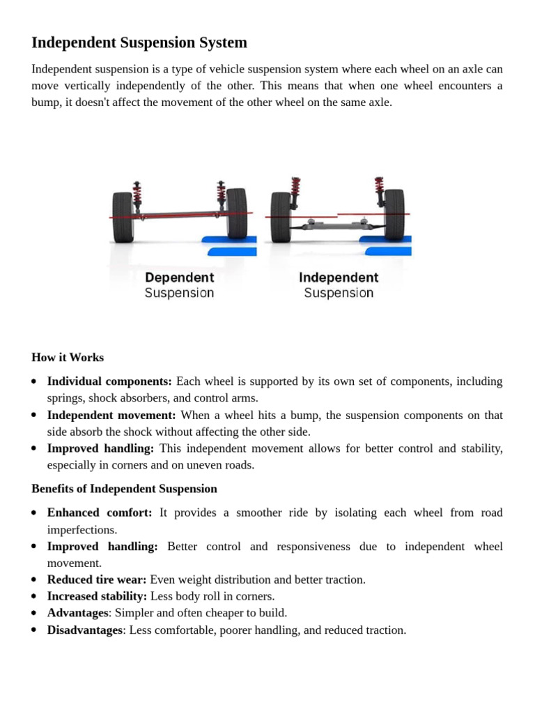 Independent Suspension System: How It Works | PDF | Vehicles ...