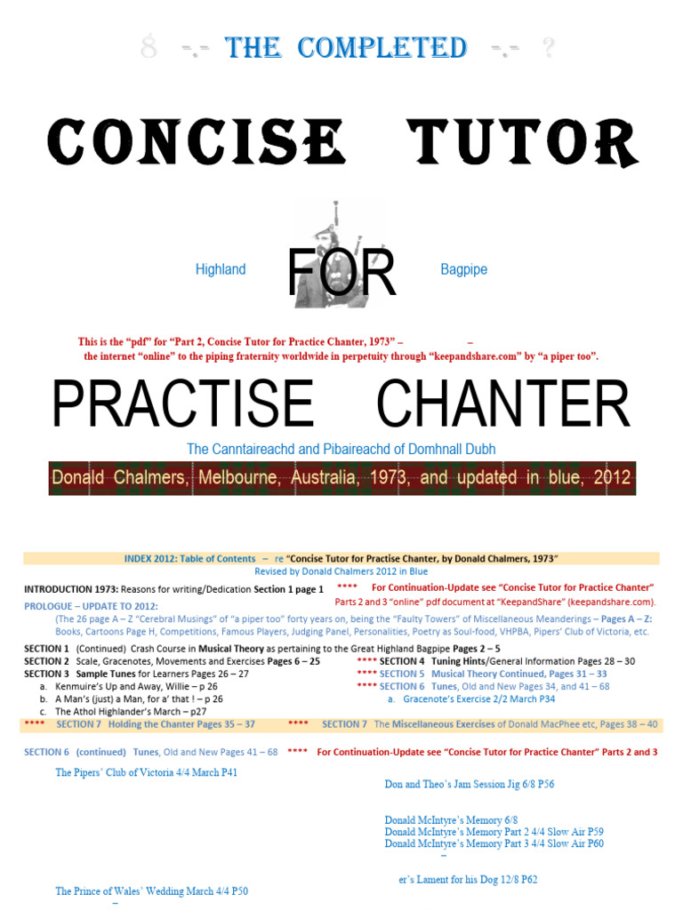 Concise Tutor For Practise Chanter Part 2 | PDF | Piano | Pitch (Music)