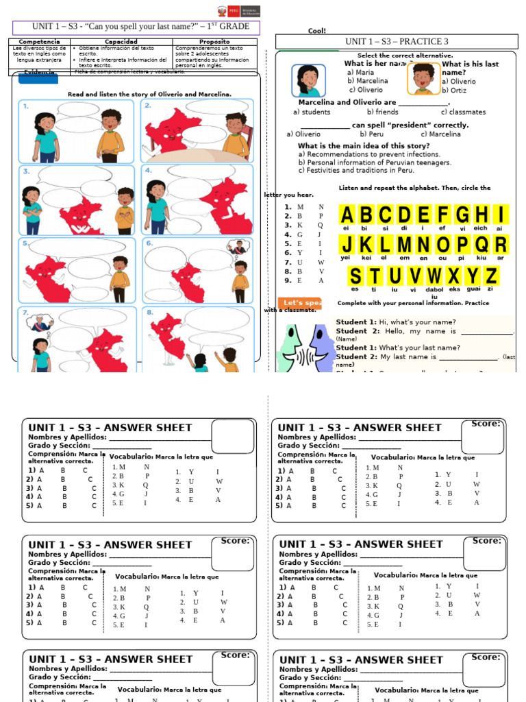 UNIT 1 - READING 3 - 1st Grade | PDF