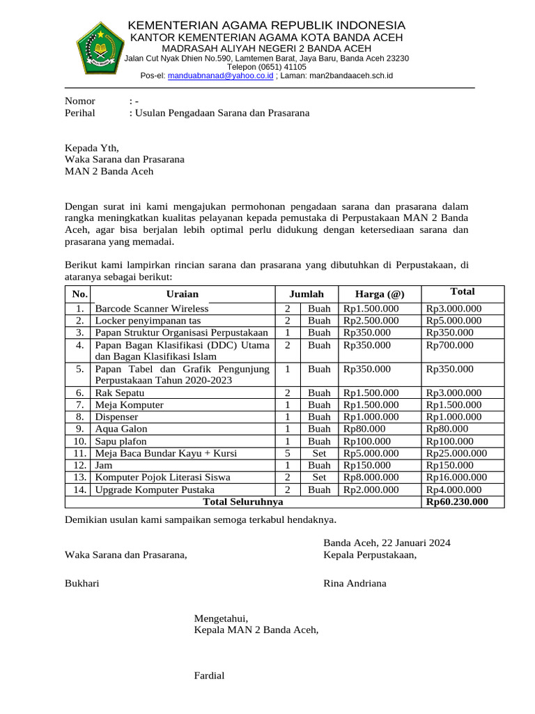 Pengadaan Sarana Dan Prasarana 2024 | PDF