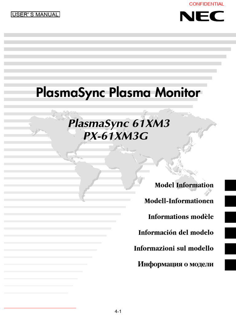 NEC 61XM3 61 Plasma TV Manual | PDF | Computer Monitor | Display Resolution