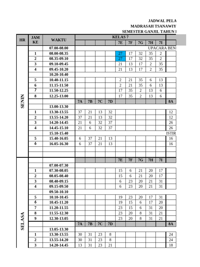 Jadwal Pelajaran Revisi Ok Ok | PDF