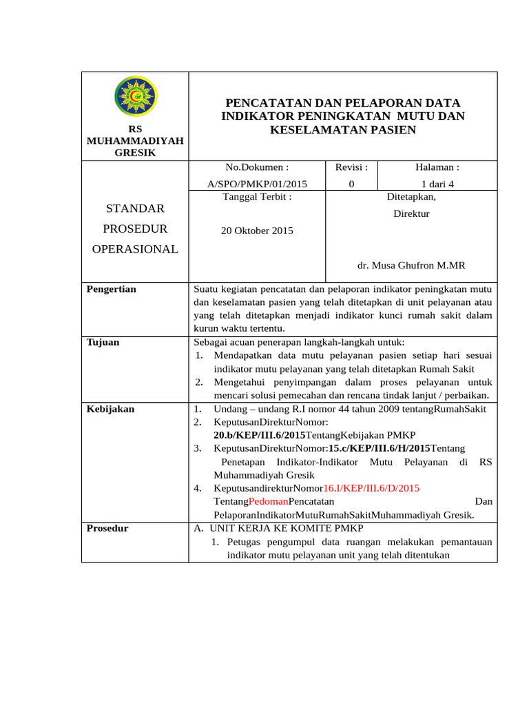 Spo Pencatatan Dan Pelaporan Data | PDF
