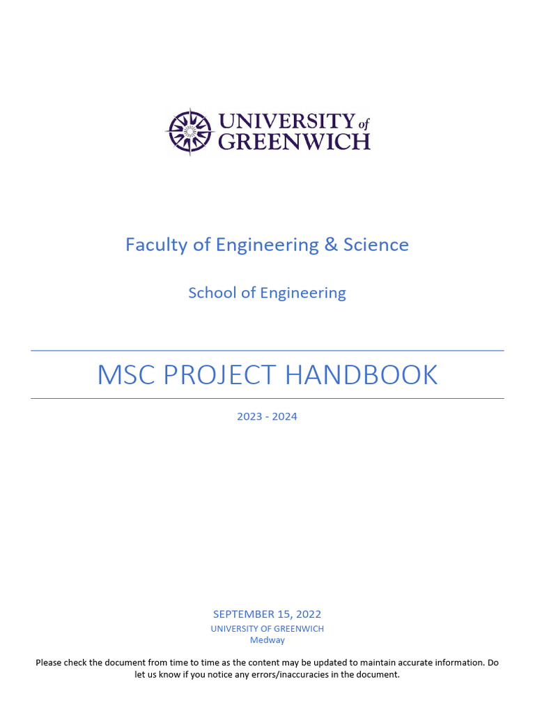Proj Handbook 2023-24-SeptCohort | PDF | Thesis | Knowledge