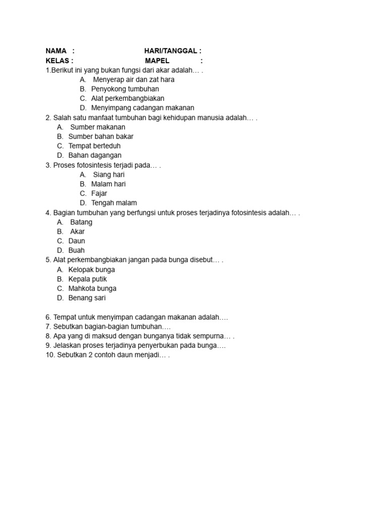 Soal Ipas Uh 1 | PDF | Griya & Taman | Teknologi & Rekayasa