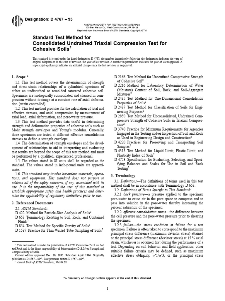 Triaxial CU Test 1995 | PDF | Strength Of Materials | Stress (Mechanics)