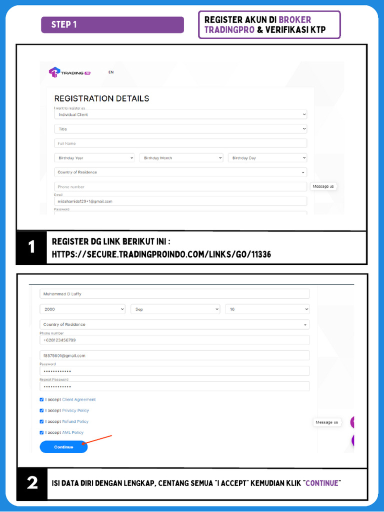 Tutorial Register Akun Tradingpro - Verifikasi - Deposit Dana | PDF