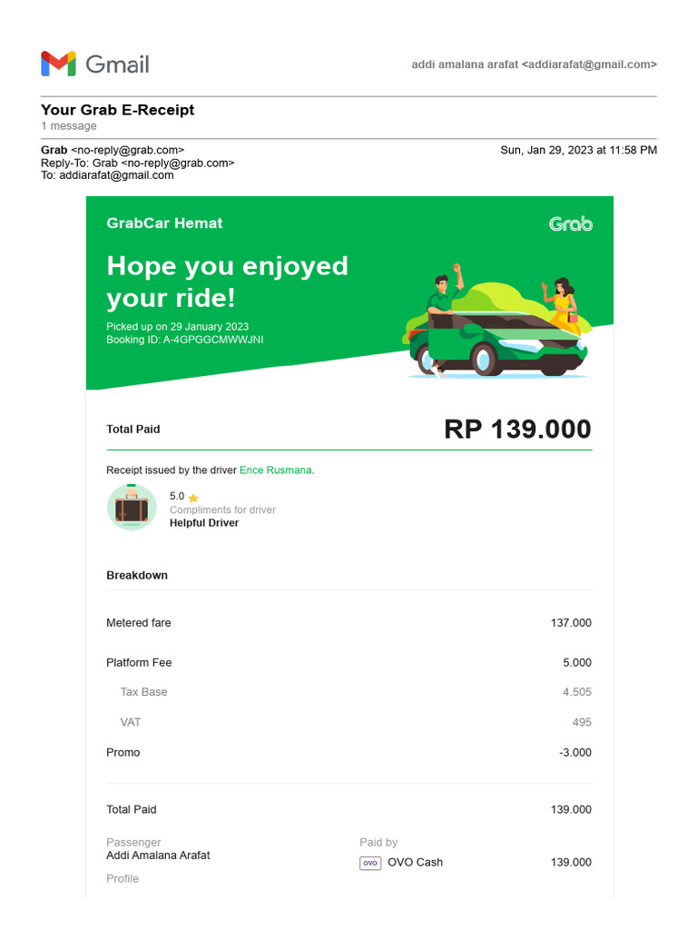 Gmail - Your Grab E-Receipt | PDF