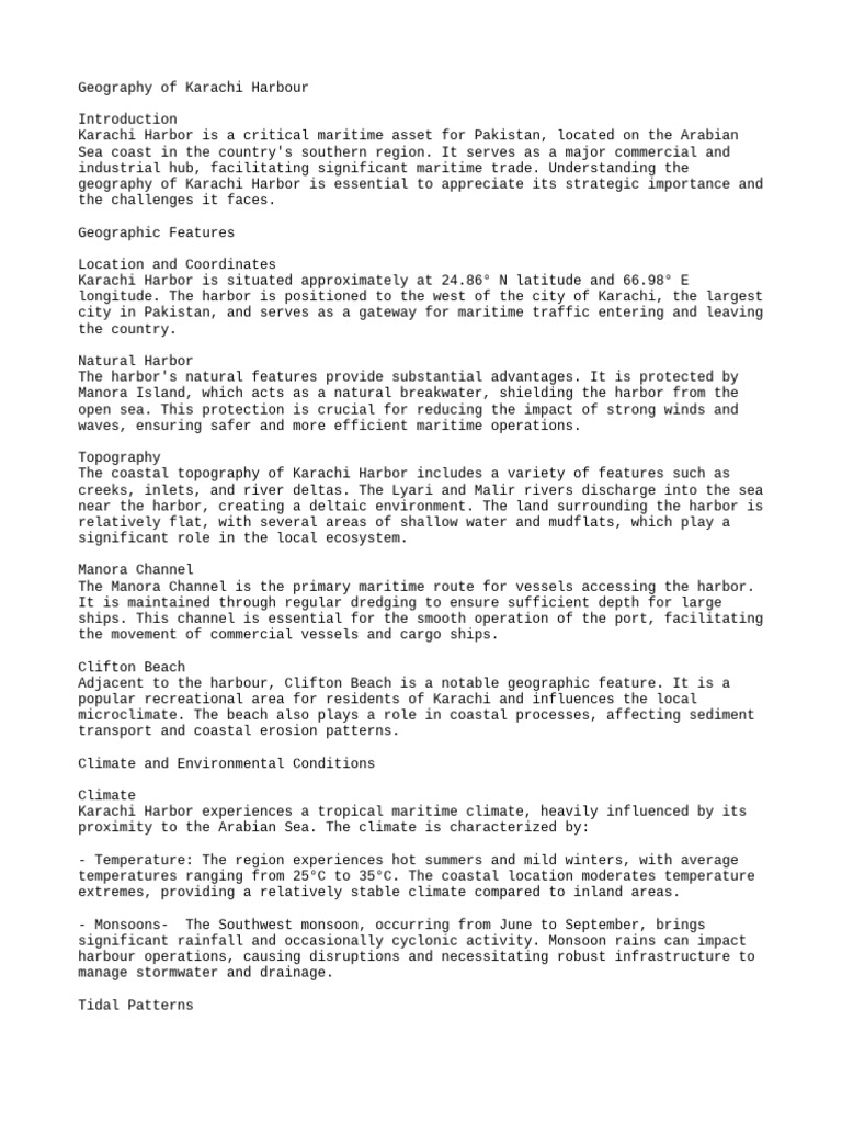 Geography of Karachi Harbour | PDF | Karachi | Sea