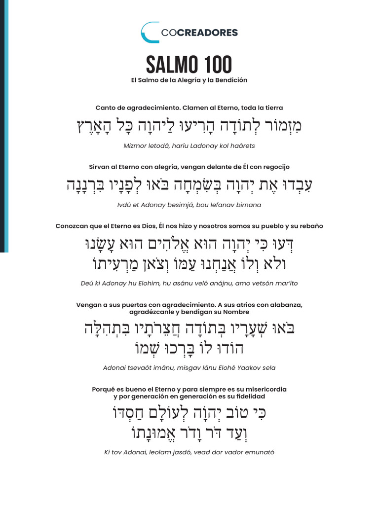 Salmo 100: Canto de Agradecimiento | PDF