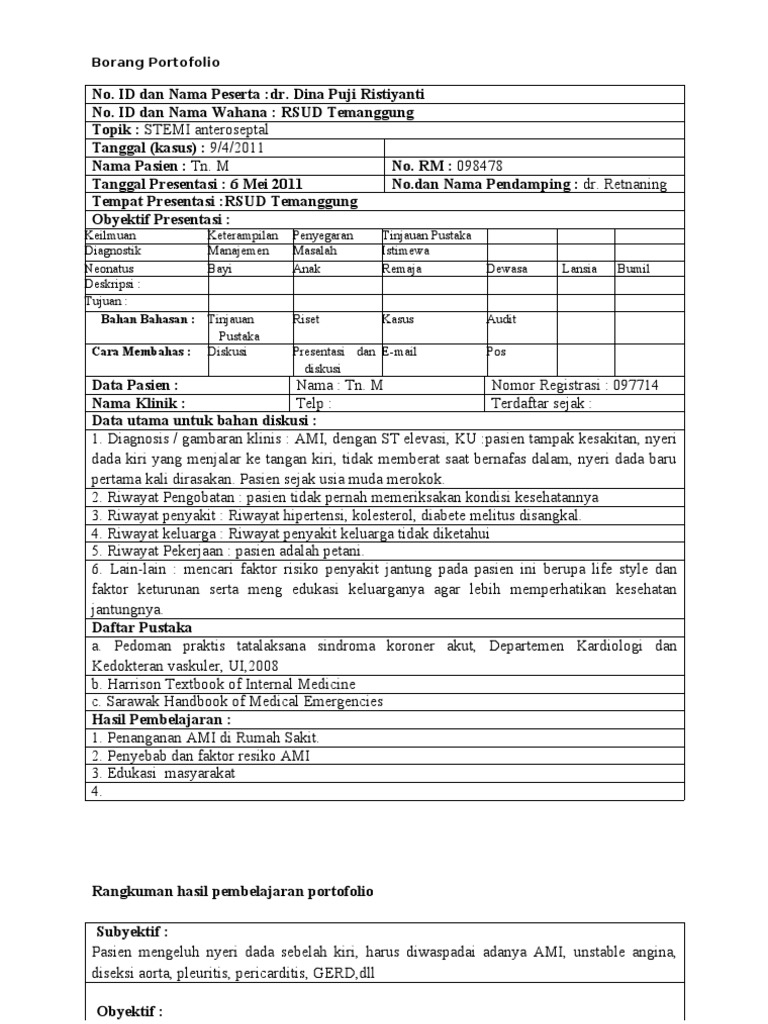 Penanganan STEMI Anteroseptal Tn. M | PDF