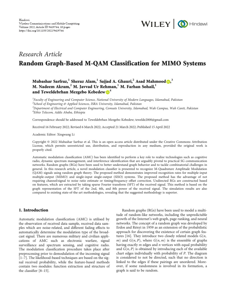 Random Graph | PDF | Signal To Noise Ratio | Mimo