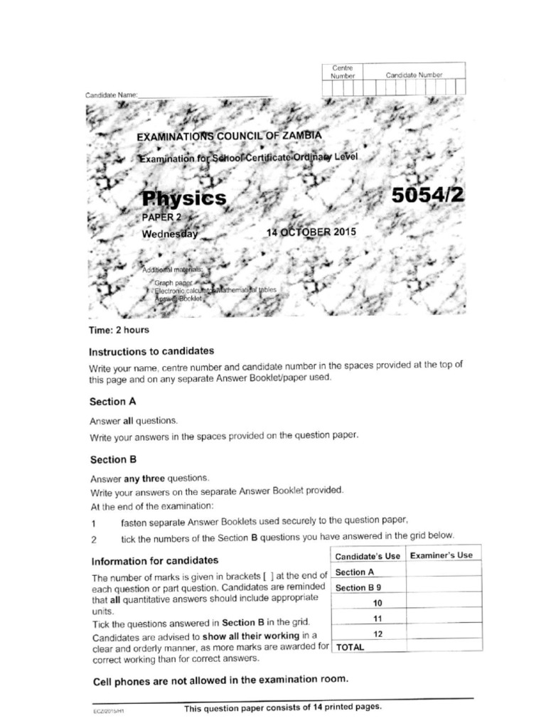g12 Physics p2 2015 | PDF