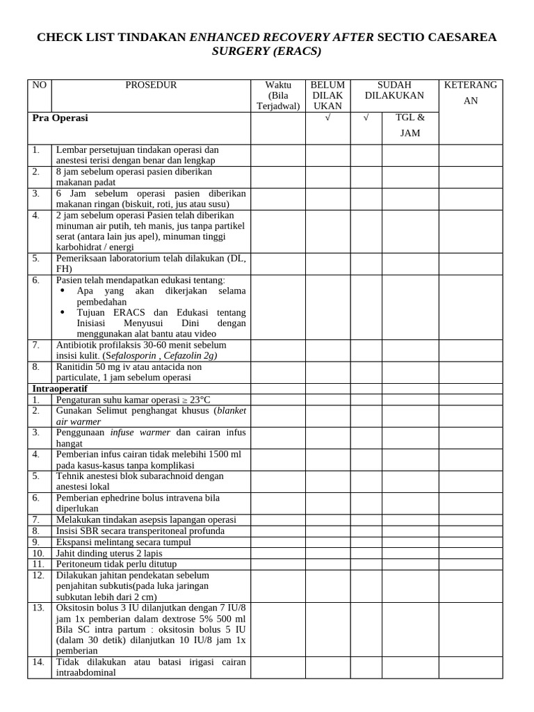 Check List Tindakan Eracs Edit 1 | PDF