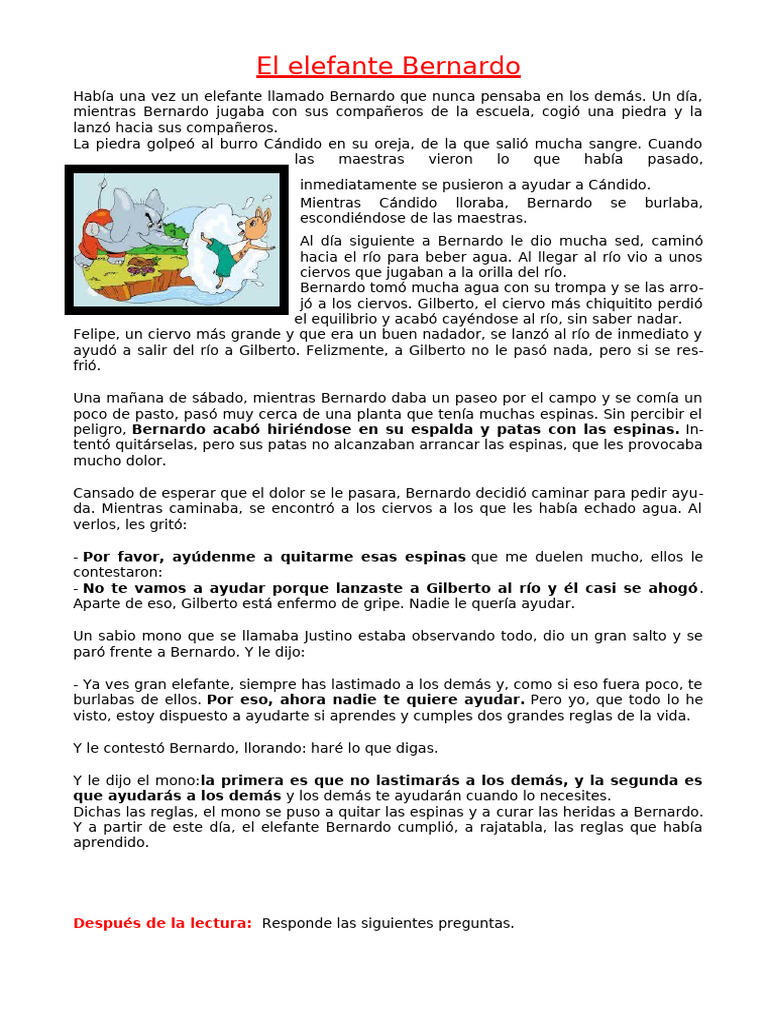 Lecciones de Bernardo el Elefante | PDF