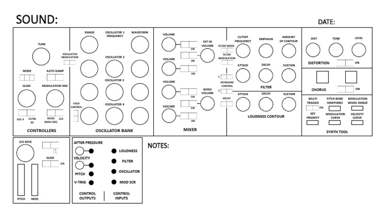 Poly D Patch Sheet v1.1 | PDF | Pitch (Music) | Synthesizer