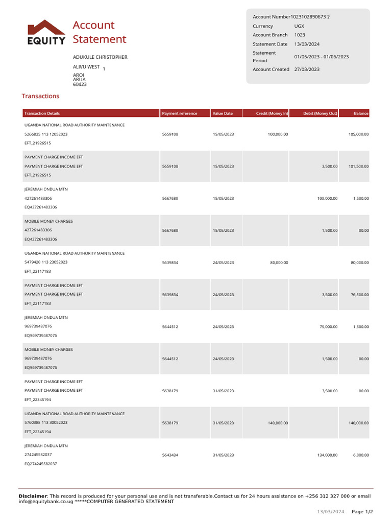 Account Statement | PDF | Payments | Debits And Credits