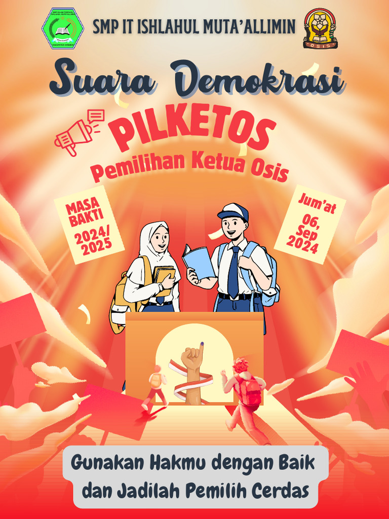 Poster Pemilihan Ketua Osis Ilustratif Oranye dan Merah | PDF