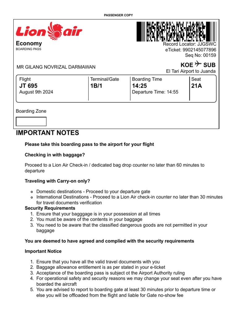 MR Gilang Novrizal Darmawan | PDF | Baggage | Airport