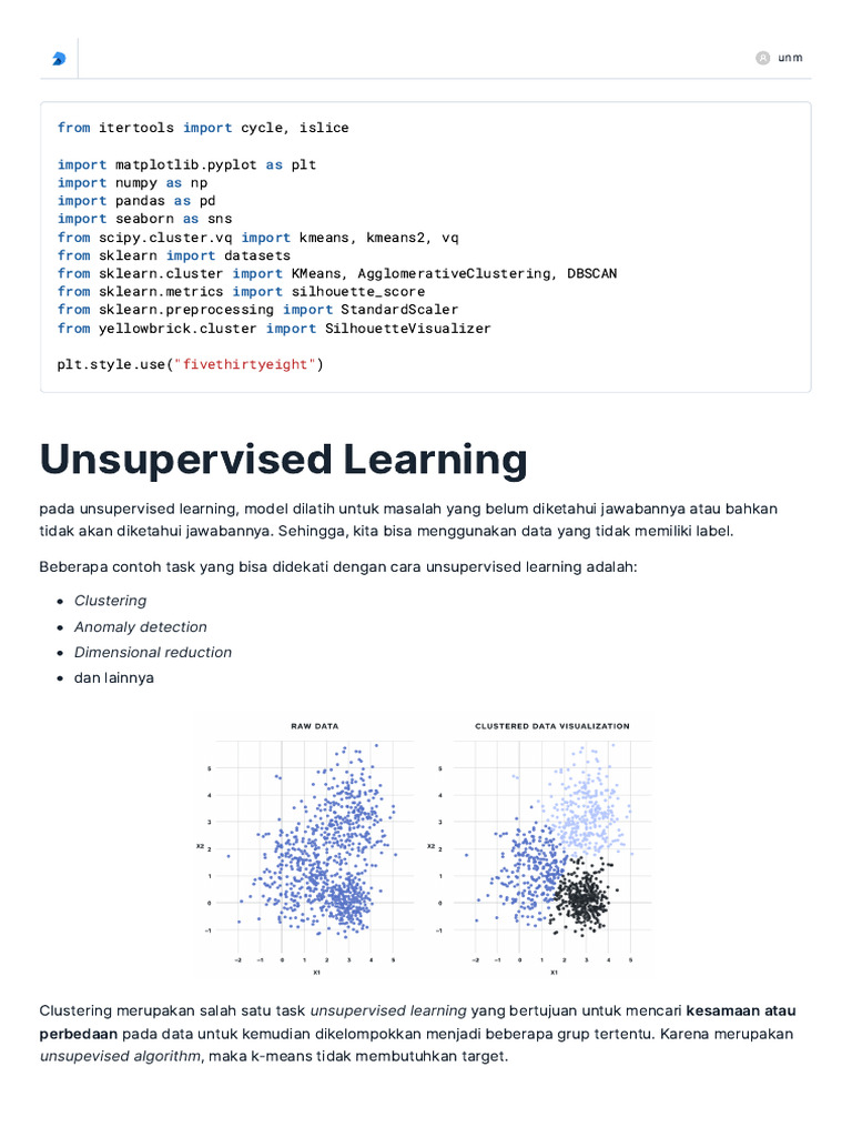 Praktisi Mengajar - Data Science - Unsupervised Learning | PDF | Komputer