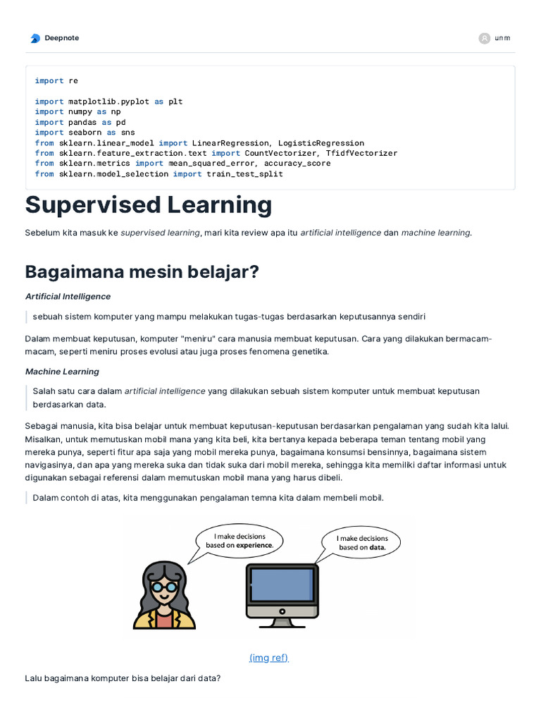 Praktisi Mengajar - Data Science - Supervised Learning | PDF | Komputer